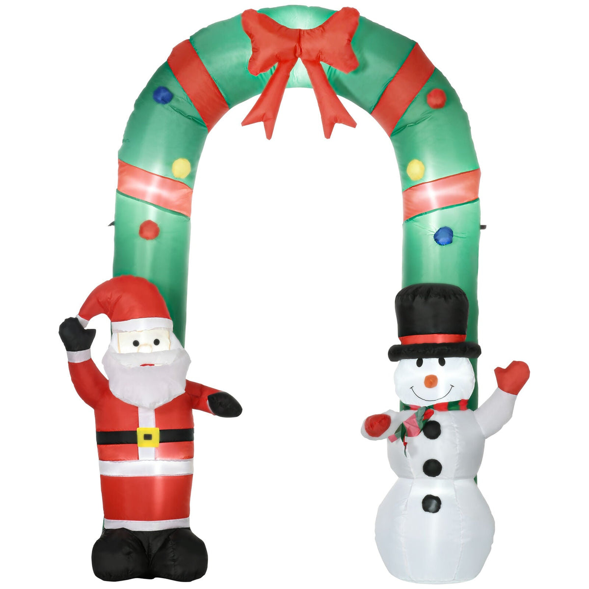 Aufblasbarer Weihnachts-Torbogen 2,45m mit Weihnachtsmann und Schneema ...